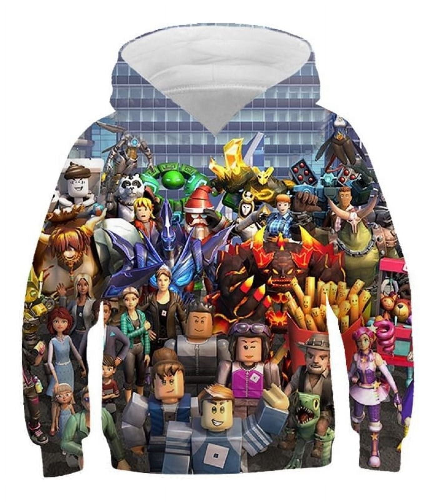 Kids Roblox 3D Print Hooded Pullover - Casual Cartoon Hoodie ...