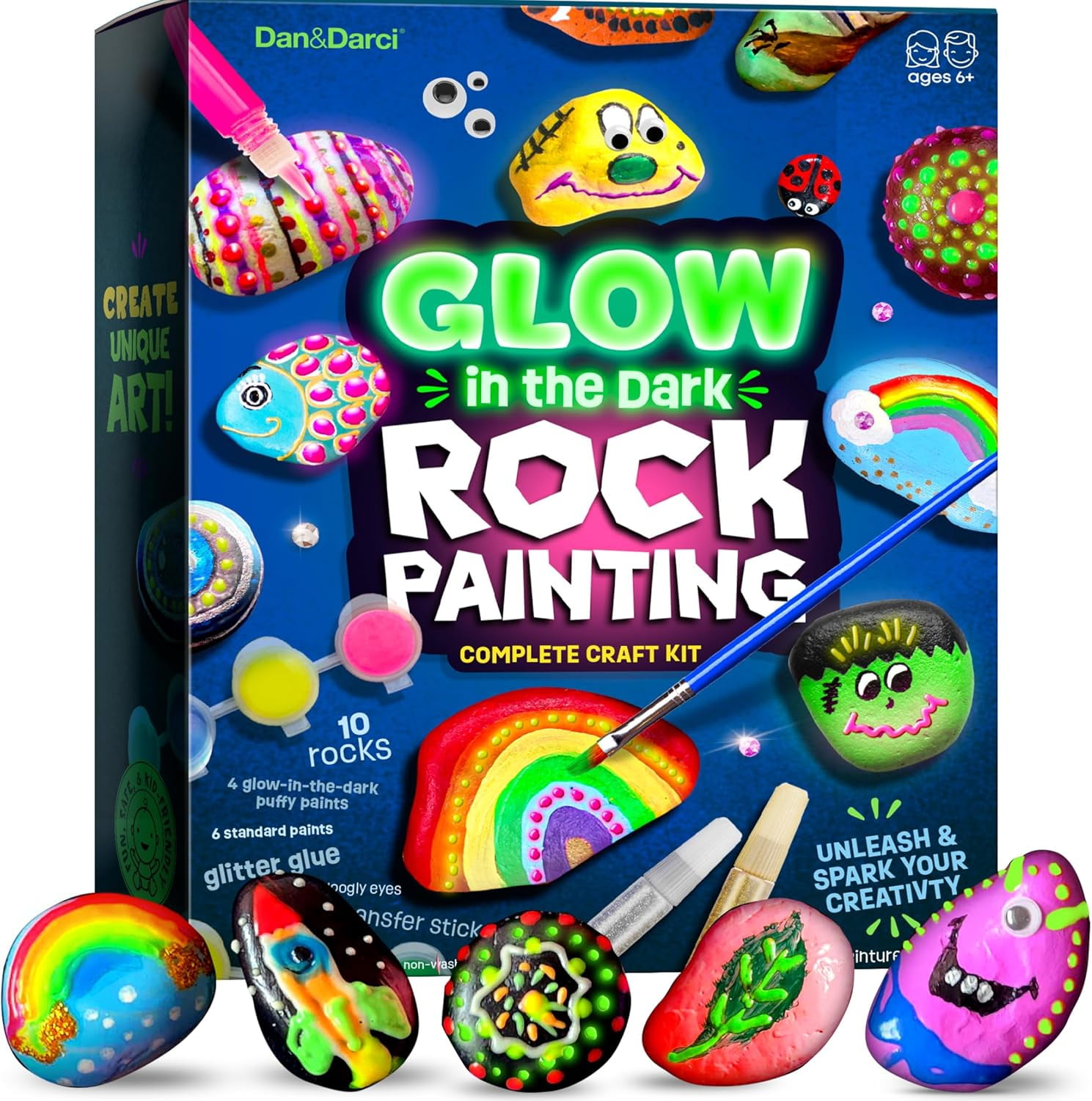 Kids Rock Painting Kit - Glow in The Dark - Christmas Gifts Arts ...