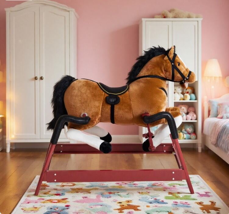 Kids Rocker, Kids Plush Rocking Horse, Brown Toddler Rocking Chair ...