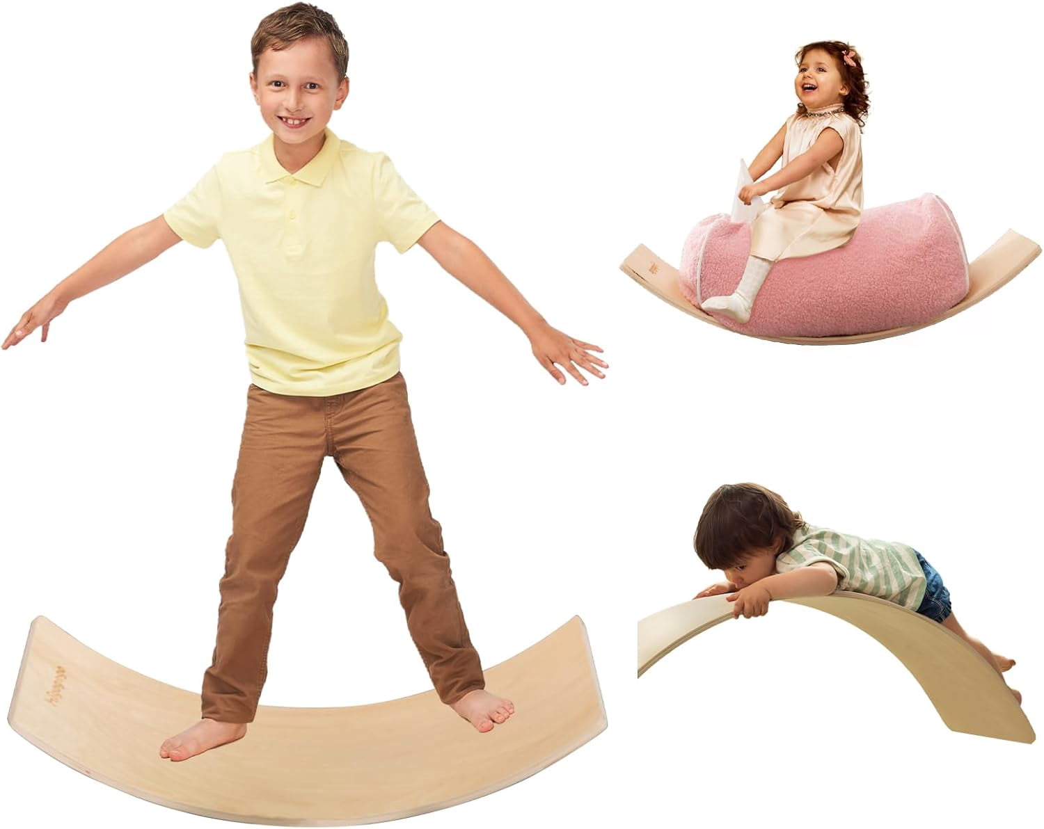 Kids Rocking Balance Board with Bean Bag Chair, 2-in-1 Rocker Wobble ...