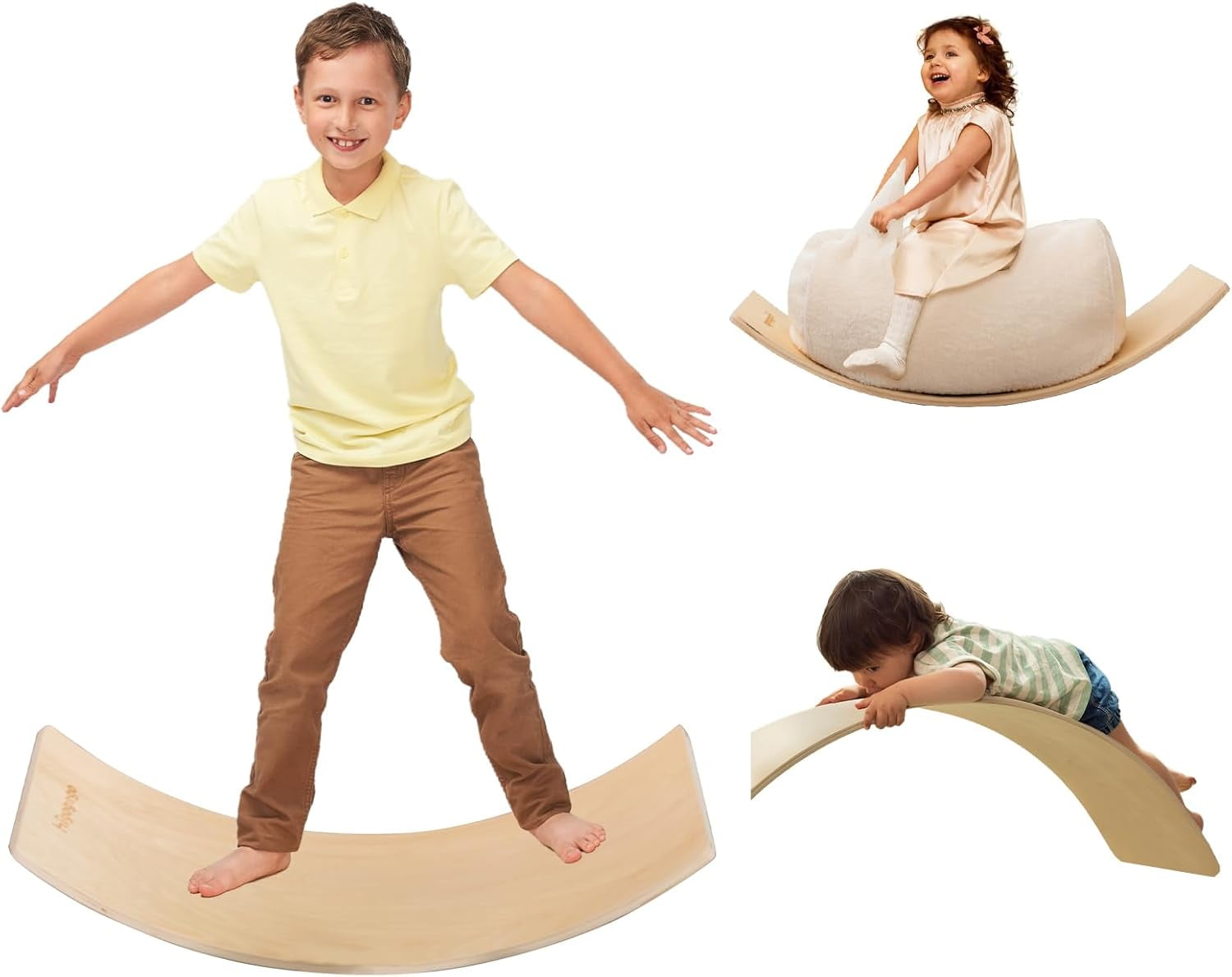 Kids Rocking Balance Board with Bean Bag Chair, 2-in-1 Rocker Wobble ...