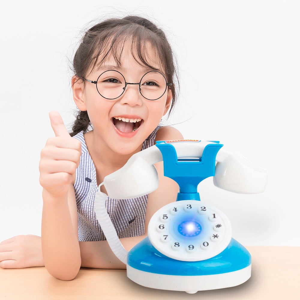 Kids Role Play Telephone Set Realistic Toy Bule with Lights & Sounds ...