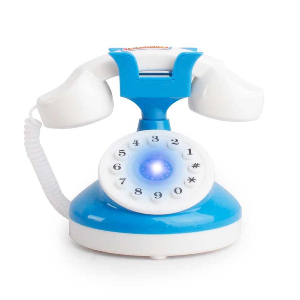 Kids Role Play Telephone Set Realistic Toy Bule with Lights & Sounds ...