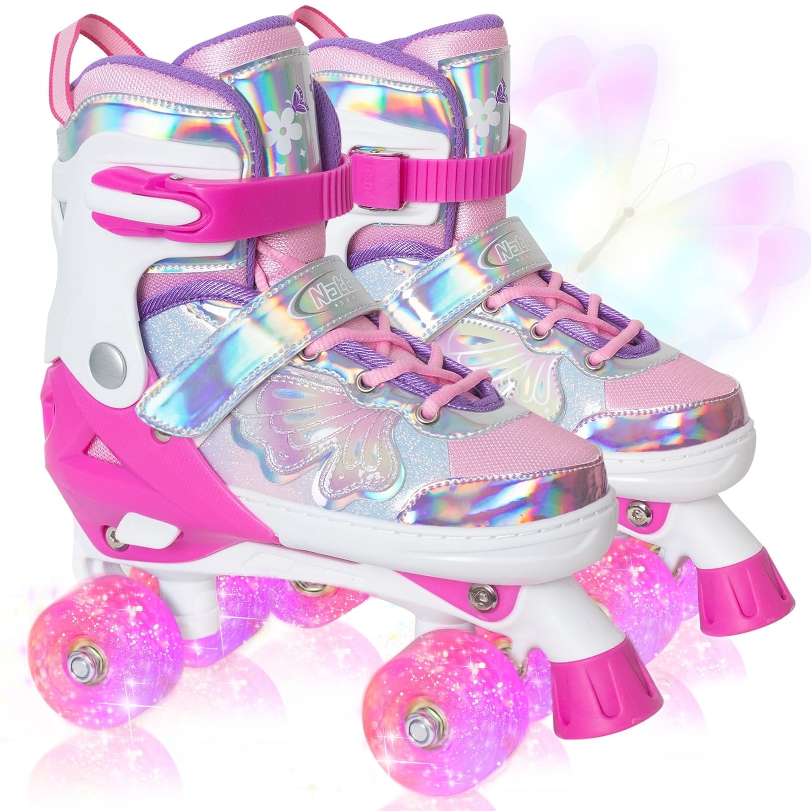Kids Roller Skates for Girls Boys - Rose Red Butterfly for Little Kids ...