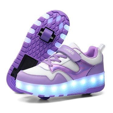 KOFUBOKE Kids Rollerblade Sneakers, Double Wheel LED Light Up Shoes ...