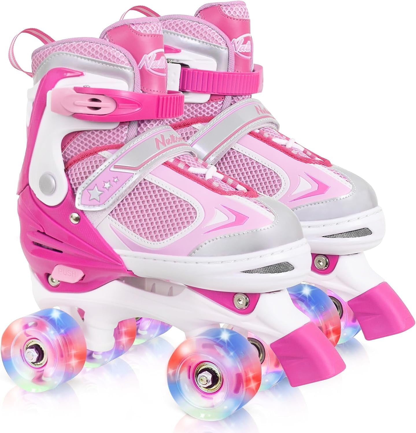 Kids Roller Skates for Boys Girls Kids, 4 Sizes Adjustable Quad Skates ...