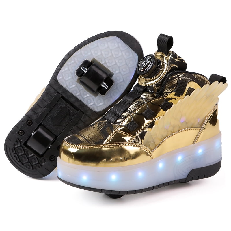 Kids Roller Skates with Wings Light up Shoes with Wheels Shoes LED USB ...