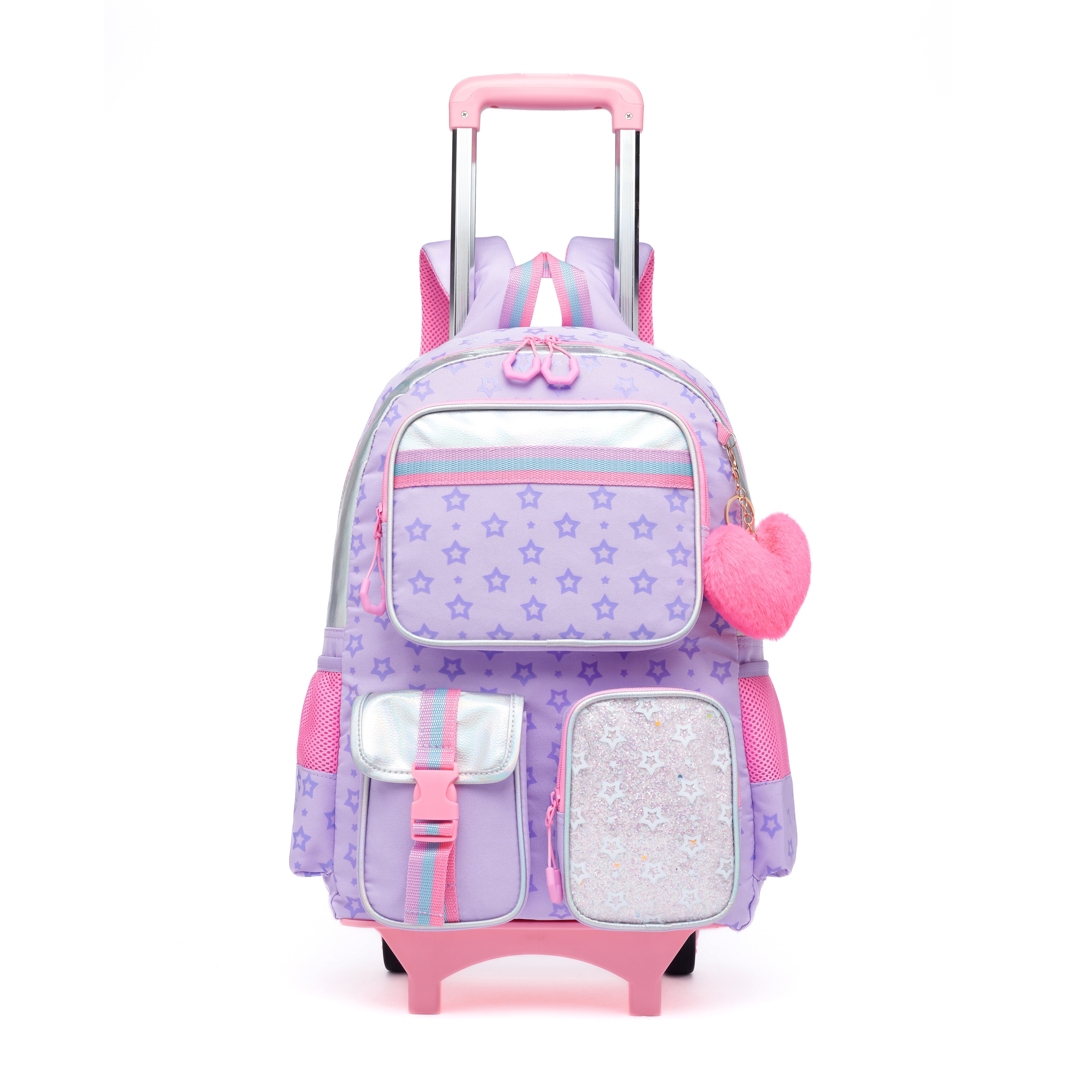 Kids Rolling Backpack for Girls Women 17 Inch Roller Wheels School ...