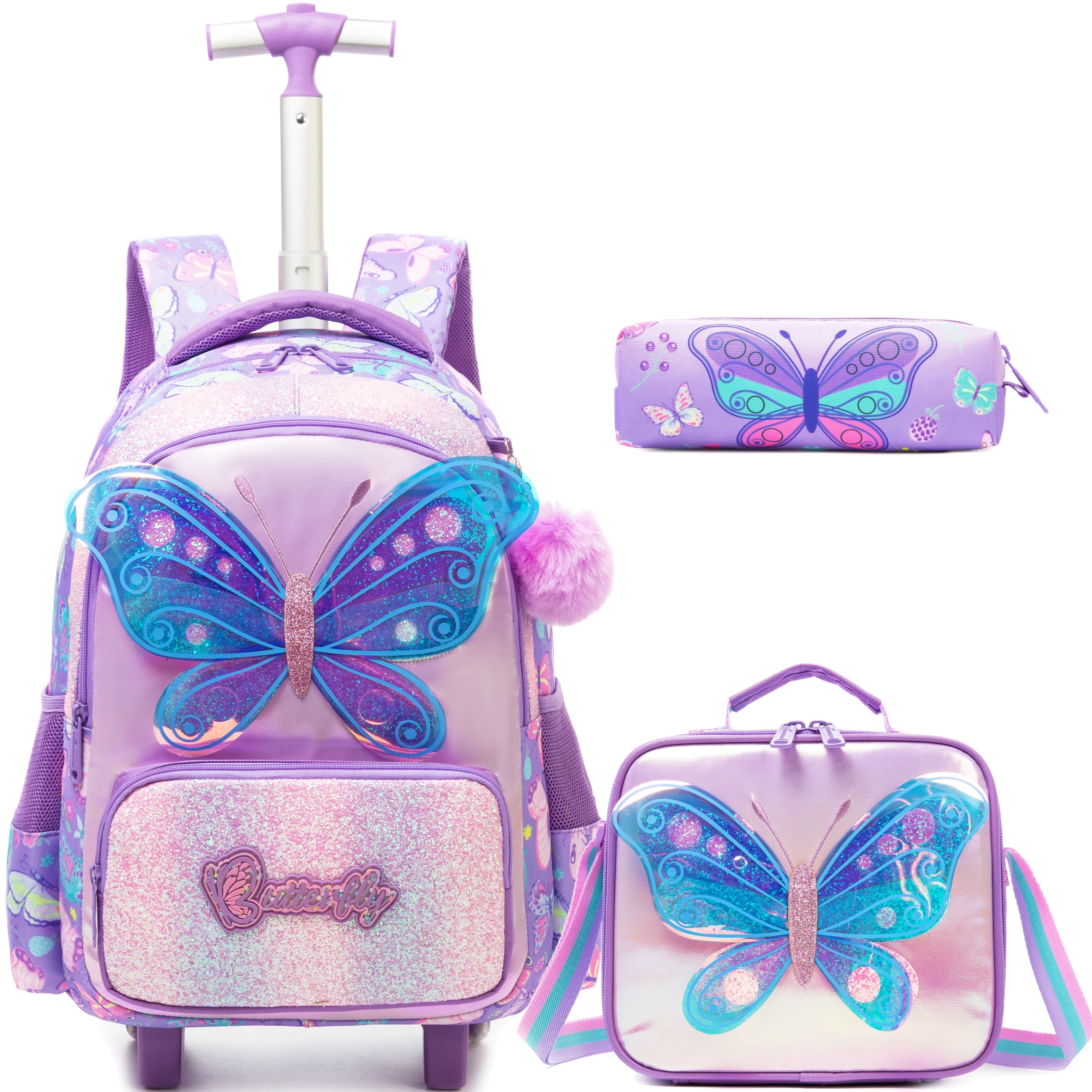 Kids Rolling Backpack for Girls with Wheels Cute Rolling Backpacks with ...