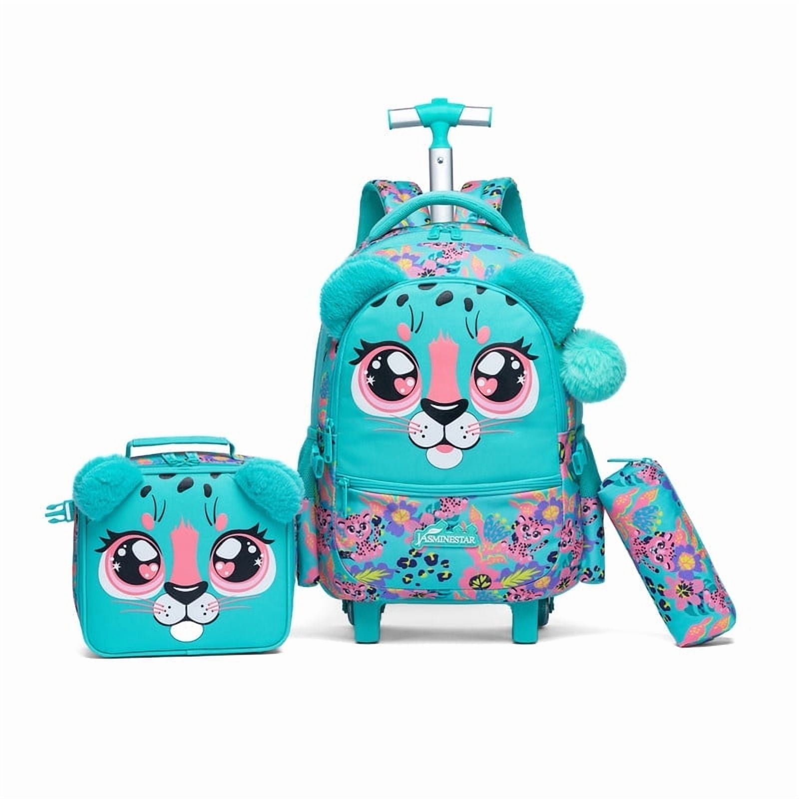 Kids Rolling Backpacks for Girls with Lunch Box Pencil Case School ...