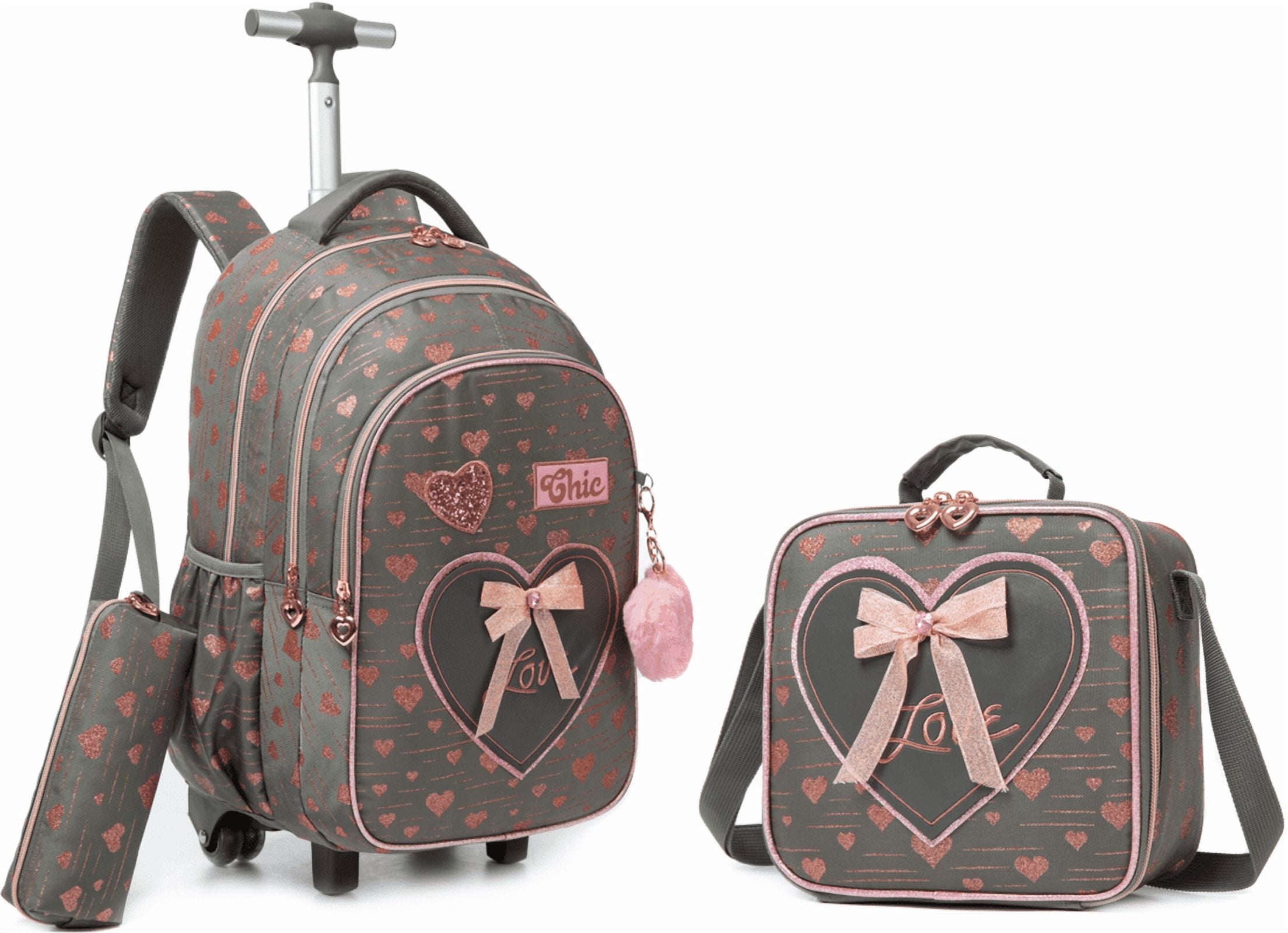 Kids Rolling Backpacks for School Girls with Wheels Rolling School Bags ...