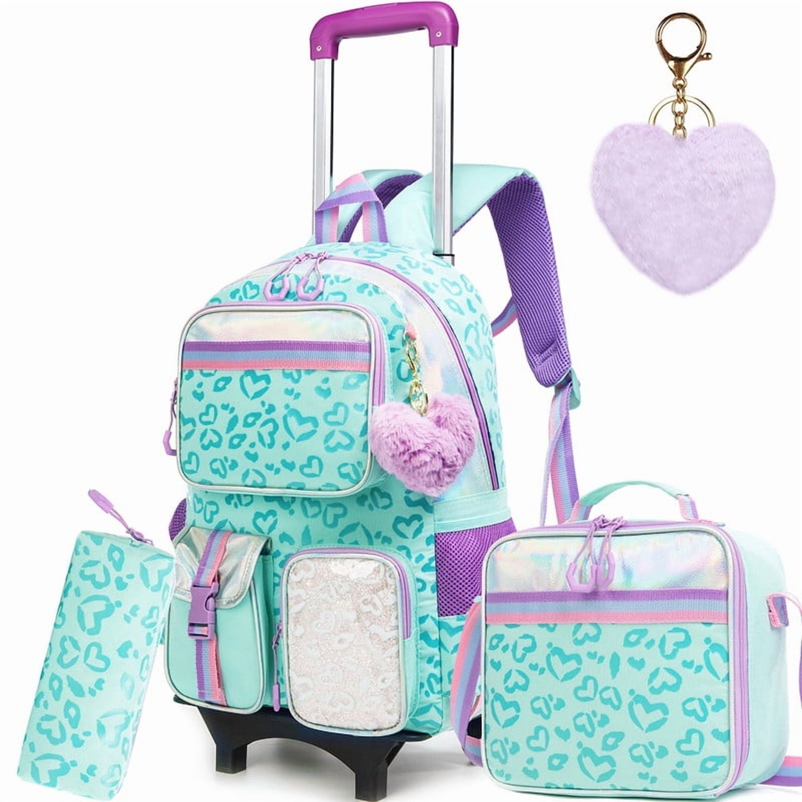 Kids Rolling Cute Backpack for Girls School Backpack with Wheels ...