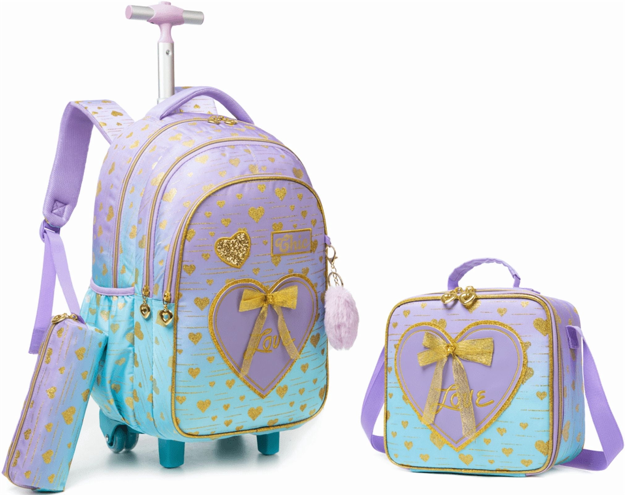 Kids Rolling School Backpack with Wheels Roller Backpacks for Girls ...