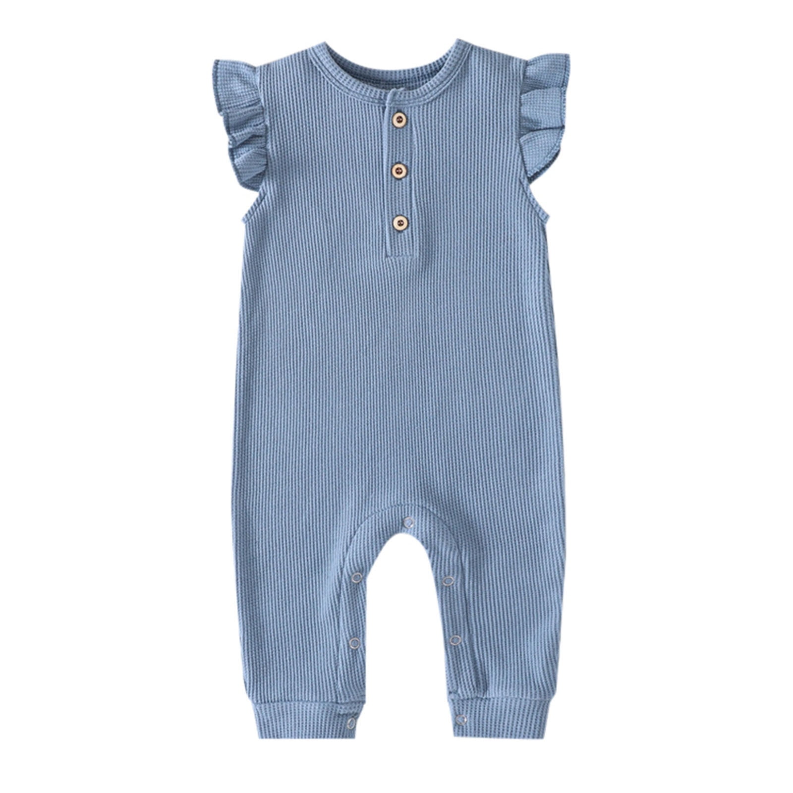 Kids Rompers Baby Boys Girls Small Fly Sleeve Solid Buttons Knitted ...