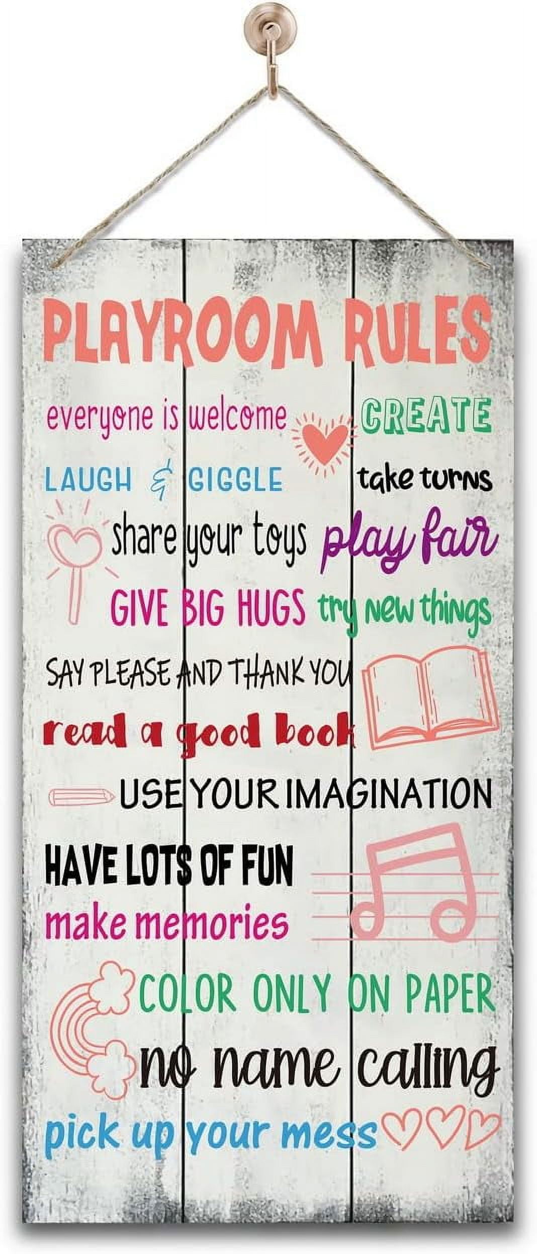 Kids Room Rule Wall Art Sign 6*12in Printed Wood Plaque Sign Wall ...