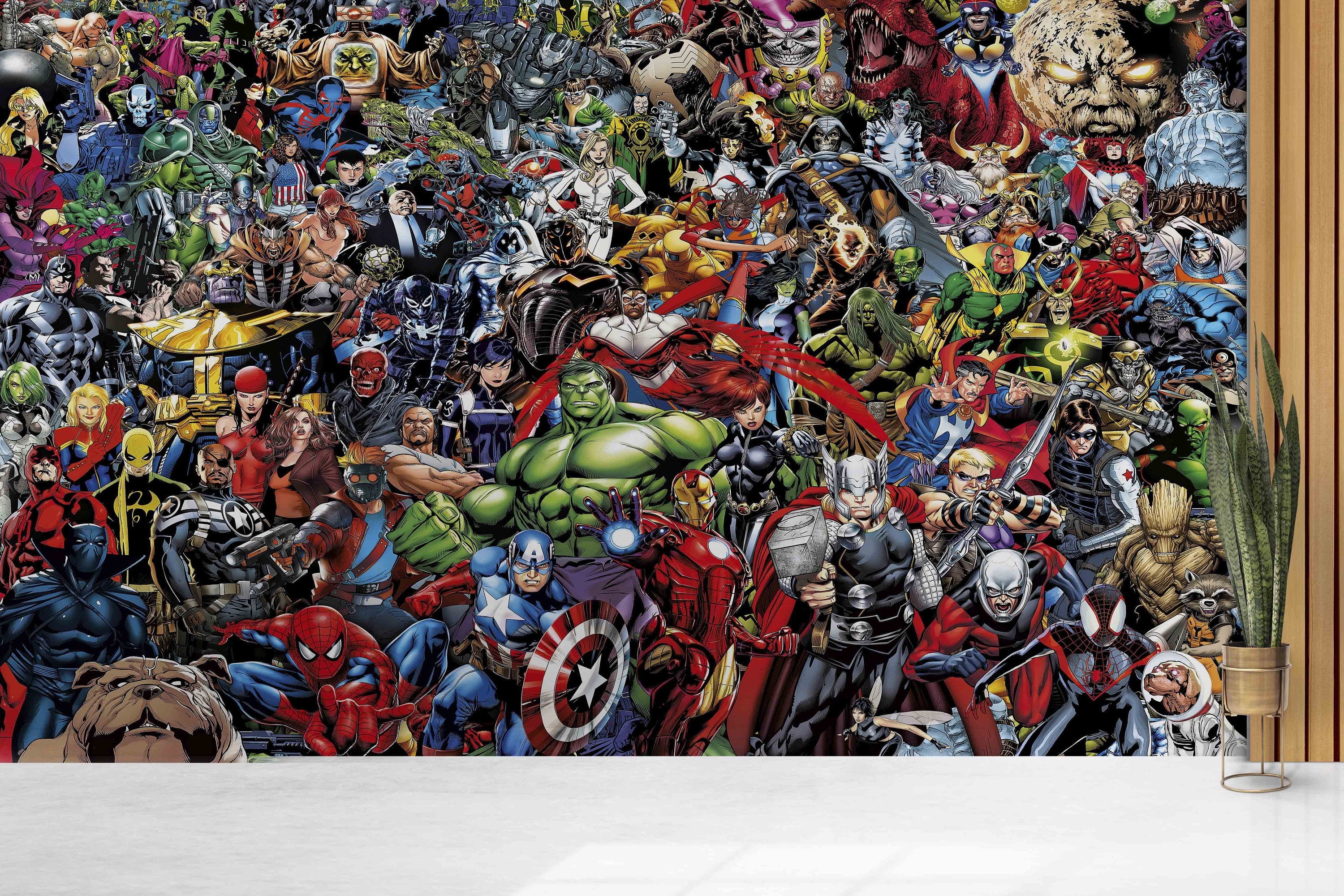 Kids Room Wall Art, Marvel Heroes, Marvel Mural, Modern Wallpaper ...