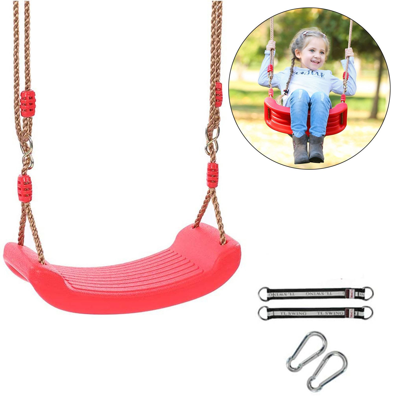 Kids Rope Swing Seat Set, Tree Hanging Rope Chair with Safety Isolation ...