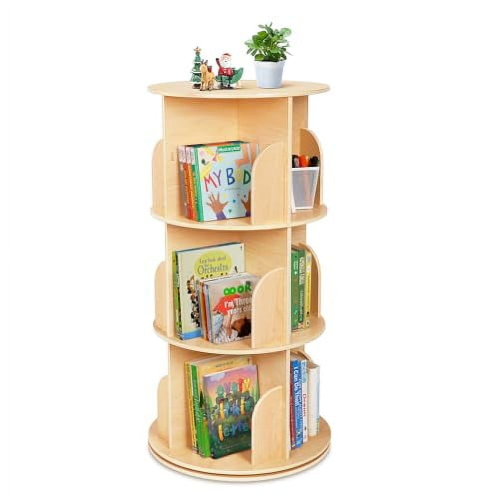 Kids Rotating Bookshelf, Small Corner Bookshelf for Small Space, 360 ...
