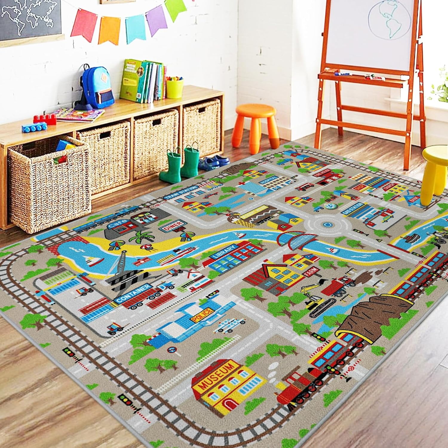 Kids Rug 6'6" x 5'0" Educational Learning Kids Play Area Rug Large ...