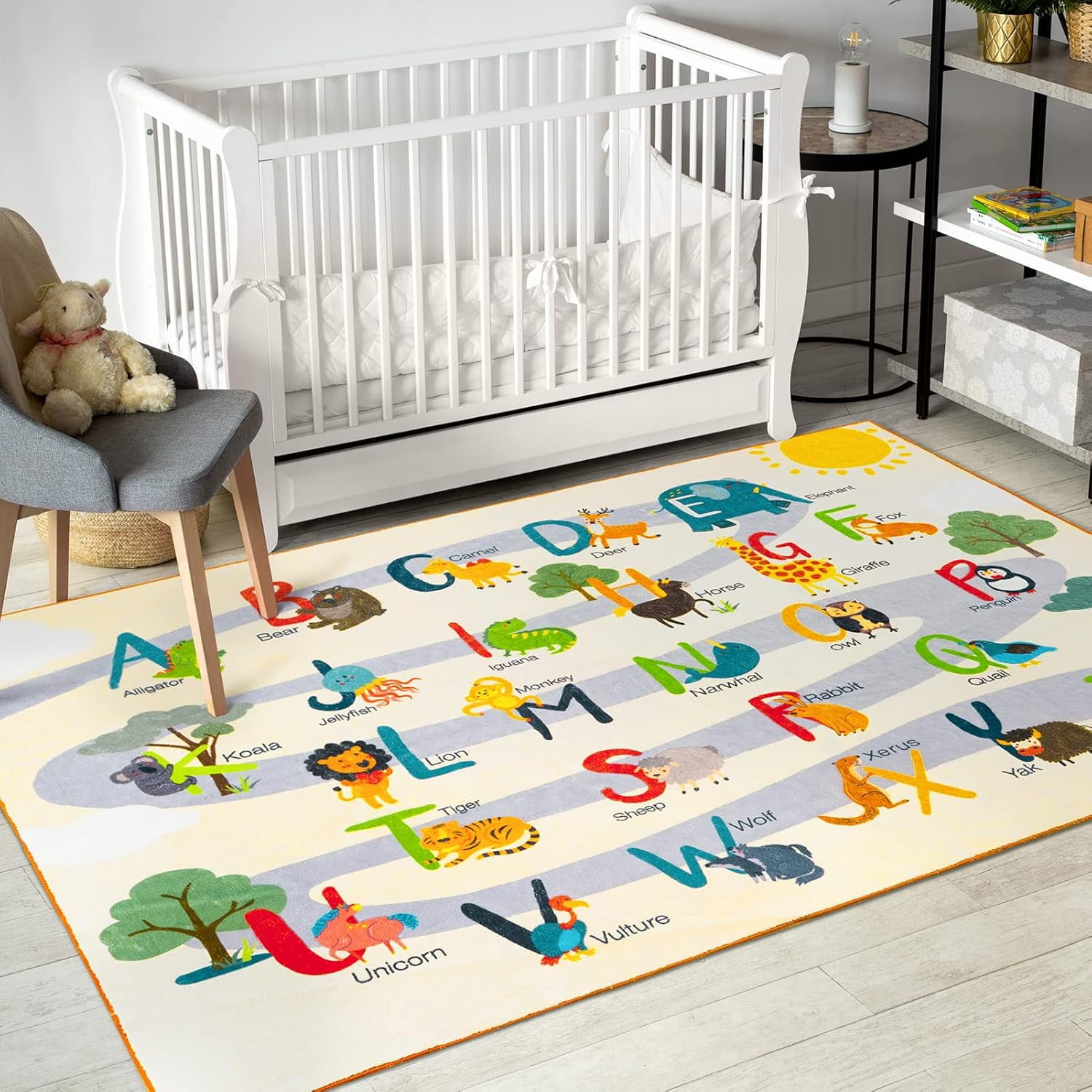 Kids Rug, Alphabet and Animals Carpet for Playroom, Children's ...