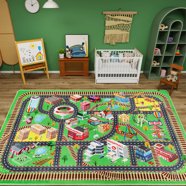 SYNCFUN 2 Pack Kids Car Rug Playmat Set, Jumbo City Street Map for ...