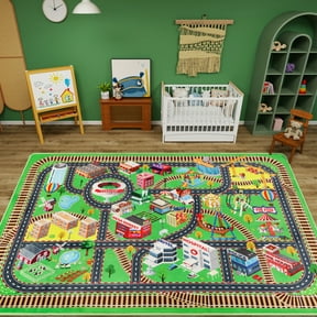 Kids Road Map Rugs for Playrooms and Bedrooms with Fun Traffic Themes