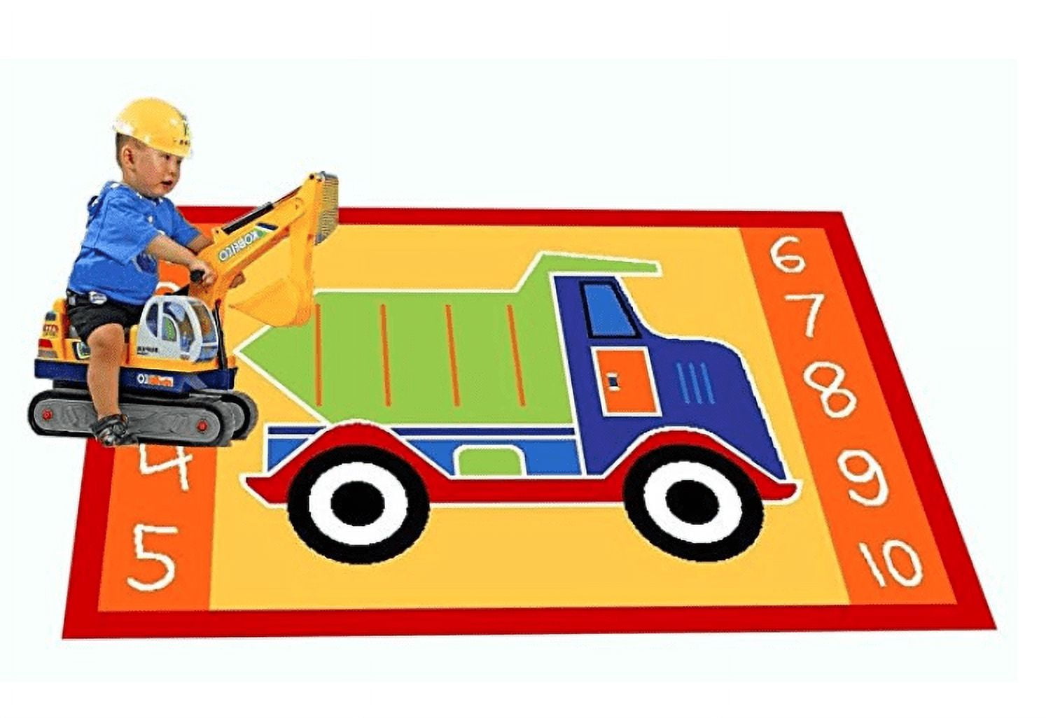 Kids Rug DUMP TRUCK Playtime Area Rug 5ft X 8ft for Nursery and ...