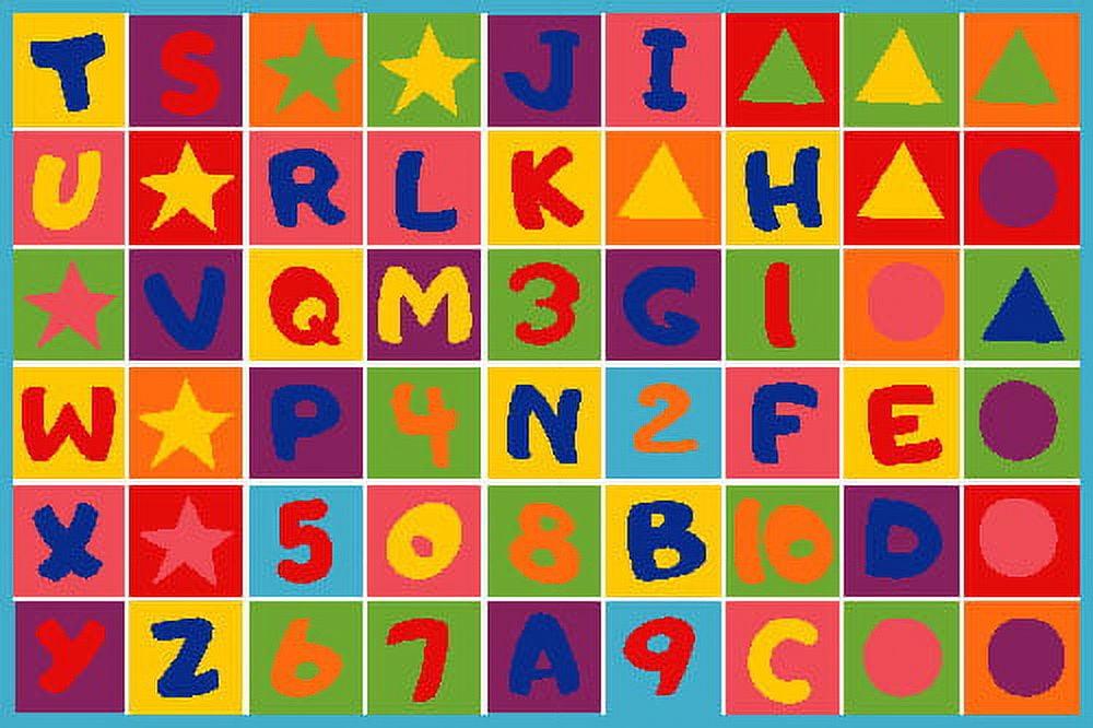 Mybecca Kids Alphabet Classroom Rug, 3' X 5' Preschool Educational Play ...