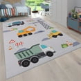 Kids Rug Non-Slip Play Mat with Construction Vehicles in Grey - Walmart.com