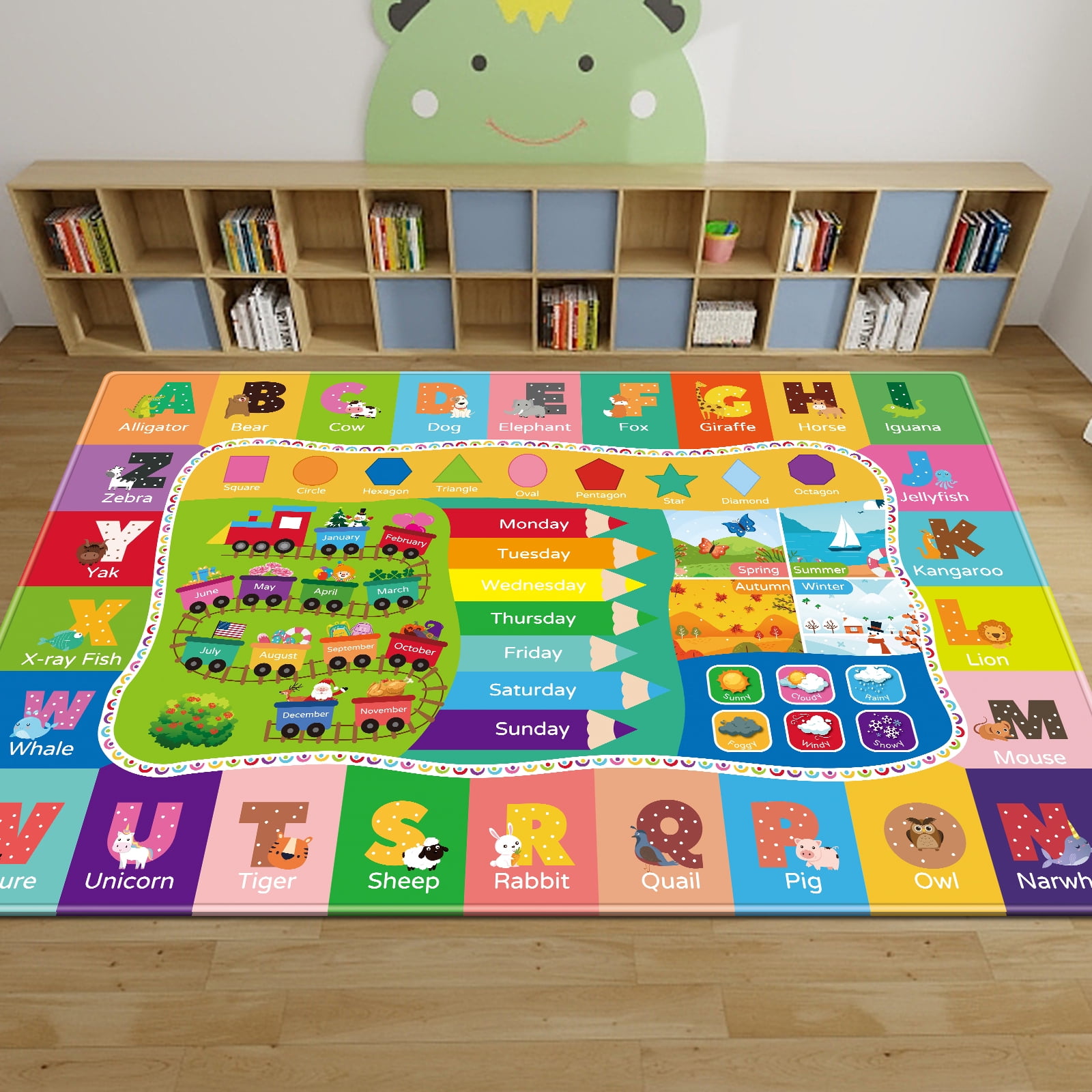 Kids Rug Play Mat, Playtime Collection ABC, Shape, Season, Month, Week ...