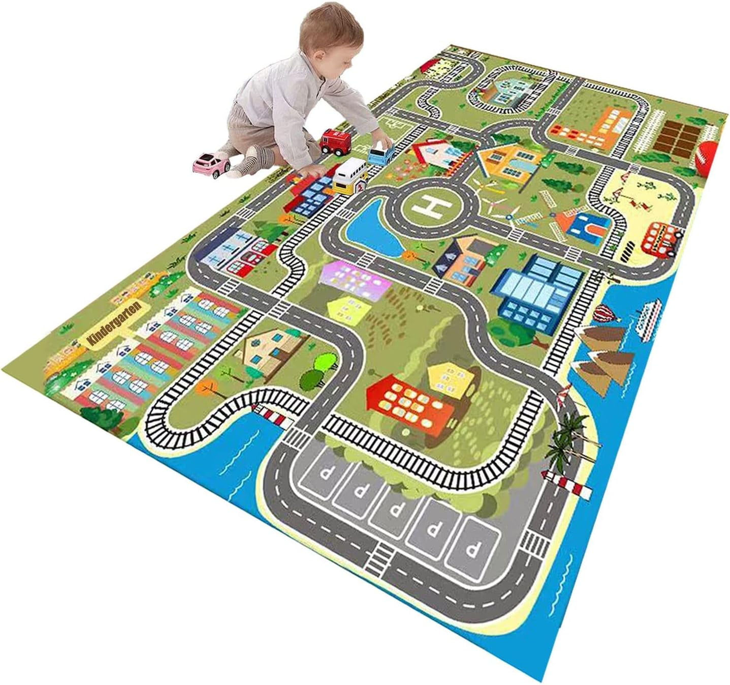Kids Rug Play Mat for Toy Cars,City Life Road Traffic Educational ...
