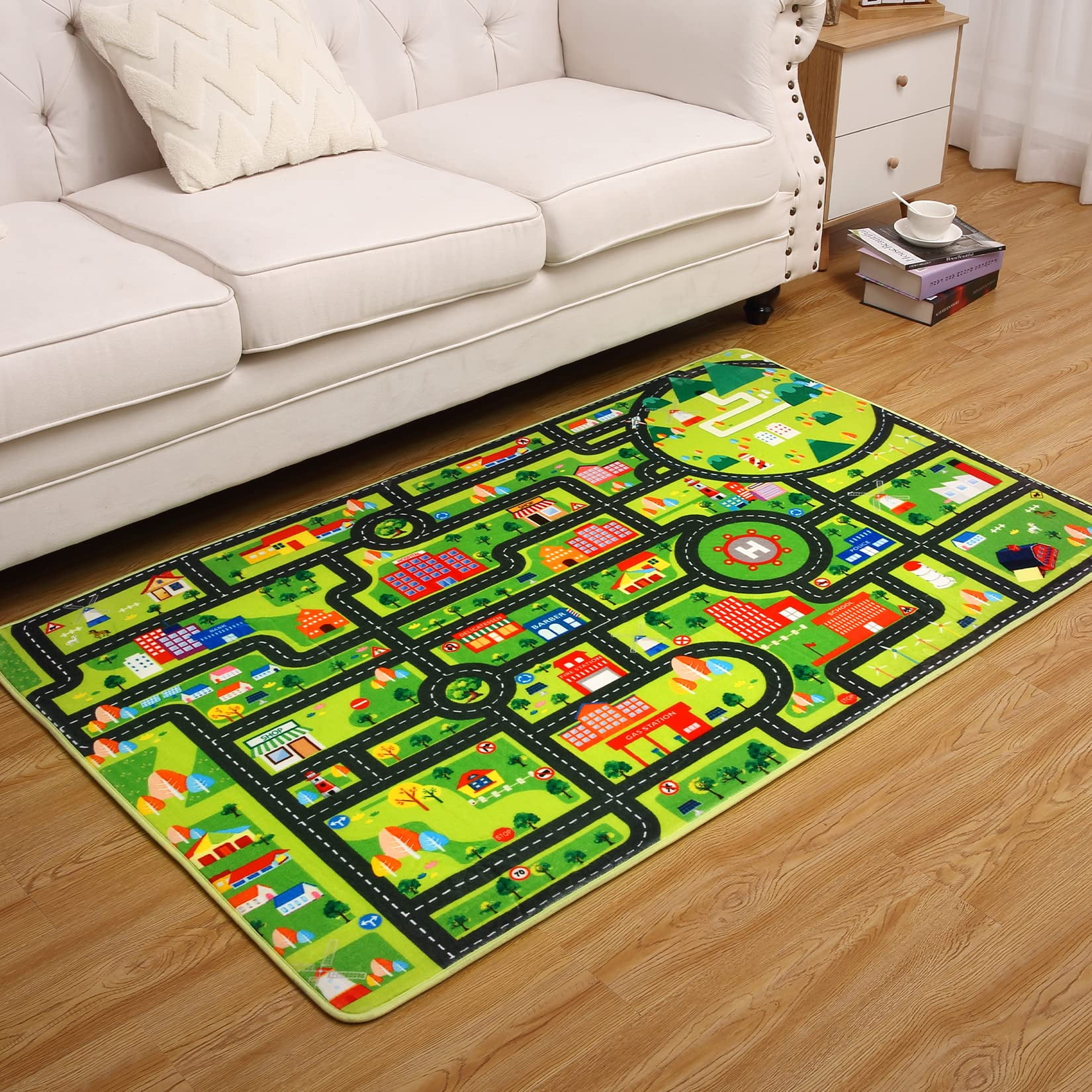 Kids Rug for Playroom Non Slip Kids Playmat, Car Road and Traffic ...