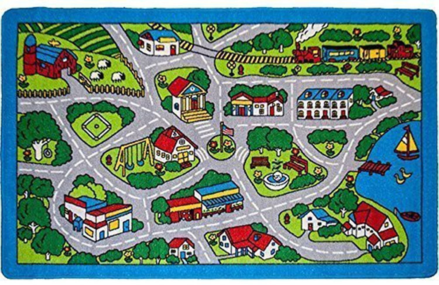 Kids Rug Street Map Grey Childrens Fun Learning Carpet 8' X 10 ...