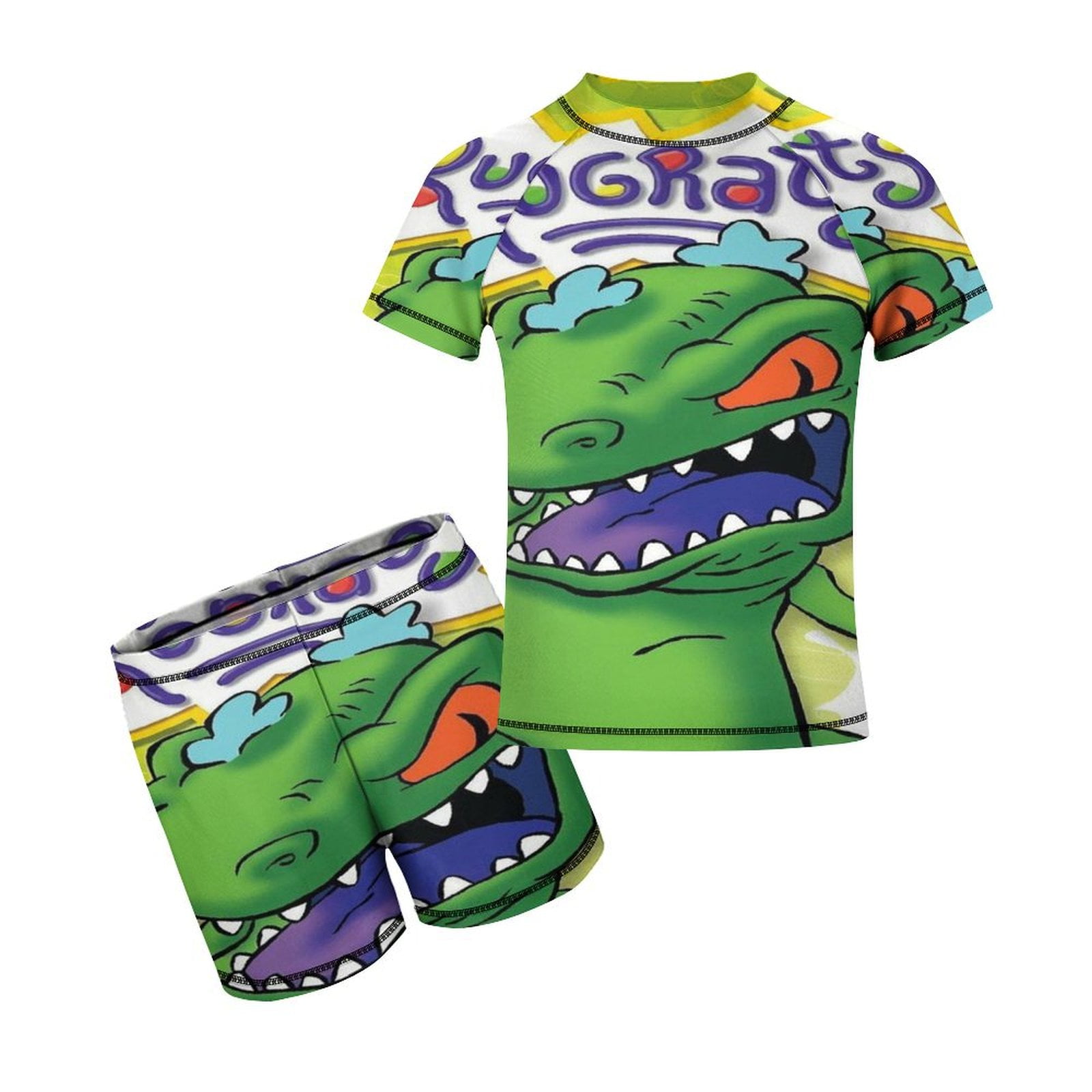 Kids Rugrats Short Sleeve Swimwear Boys Two Piece Rash Guard Sets For ...