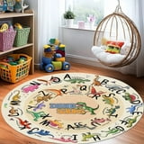 Kids Rugs for Playroom, 47in Round Educational Rug for Learn The ABC ...