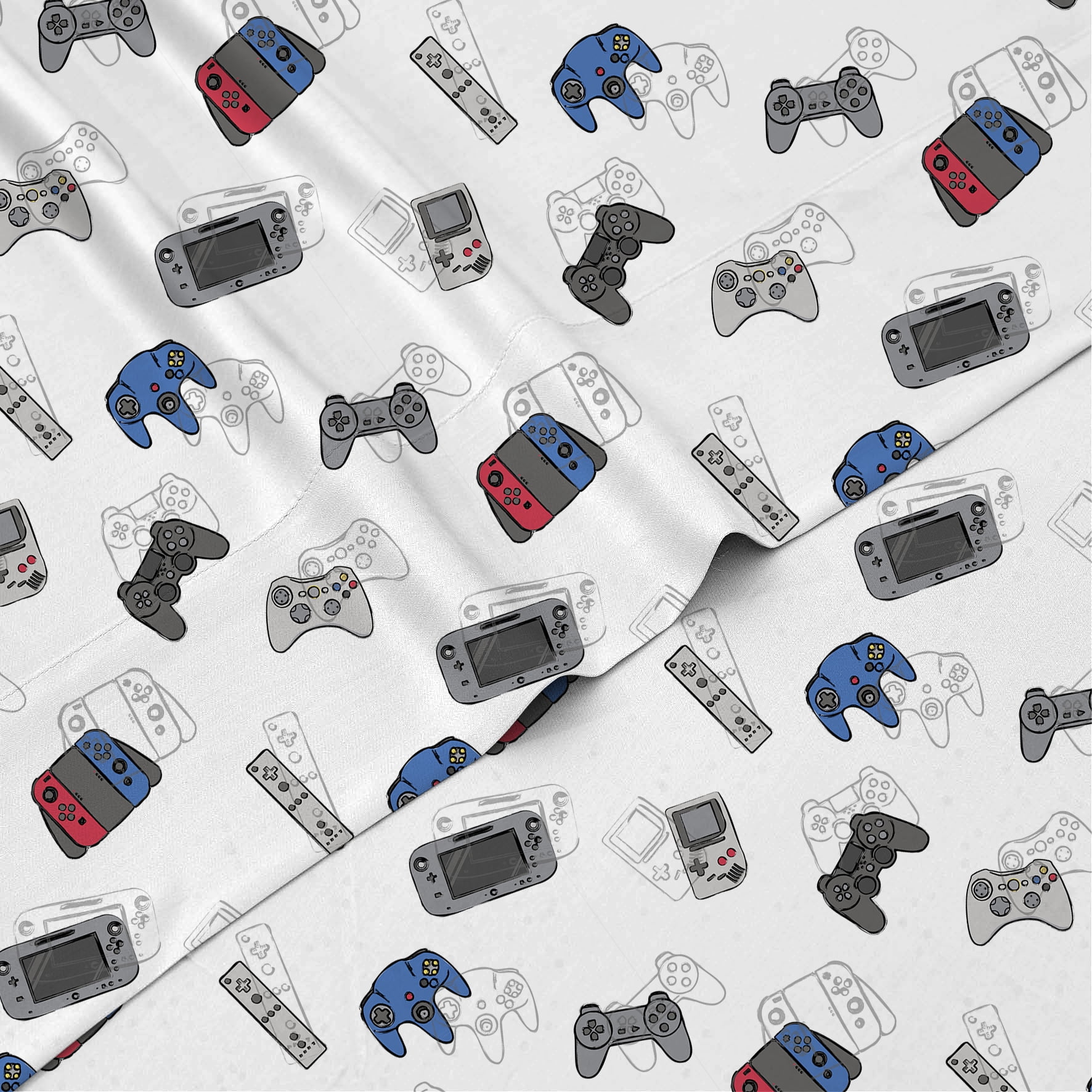 Kids Rule Full Size 4 Piece Gamer Bed Sheet Set, Video Game Controllers ...