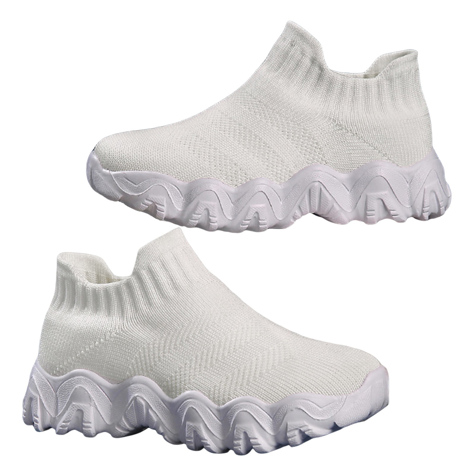 Kids Running Sneakers Boys Girls Solid Color Sock Shoes Trendy Knitted ...