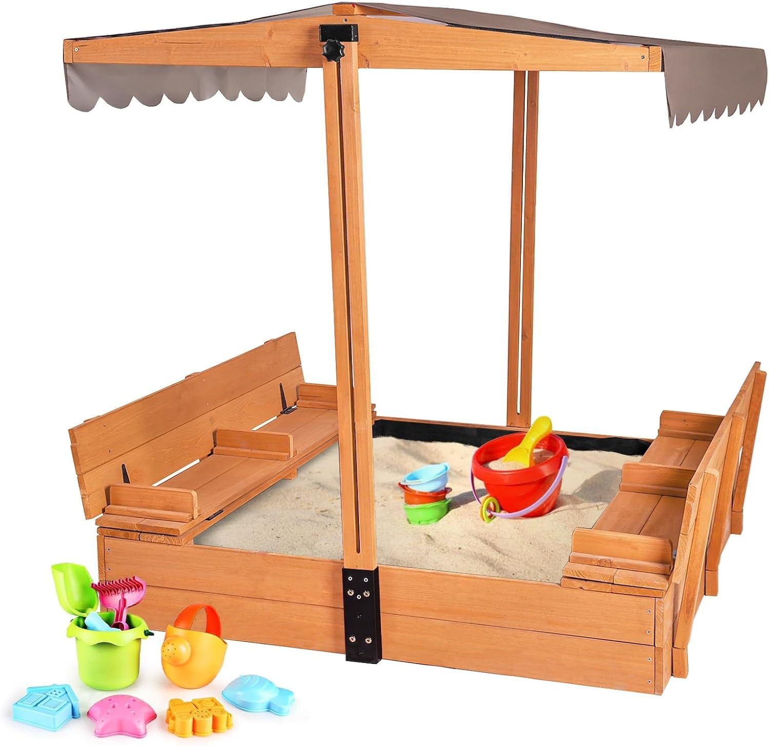 Kids Sand Boxes with Canopy Sandboxes with Covers Foldable Bench Seats ...