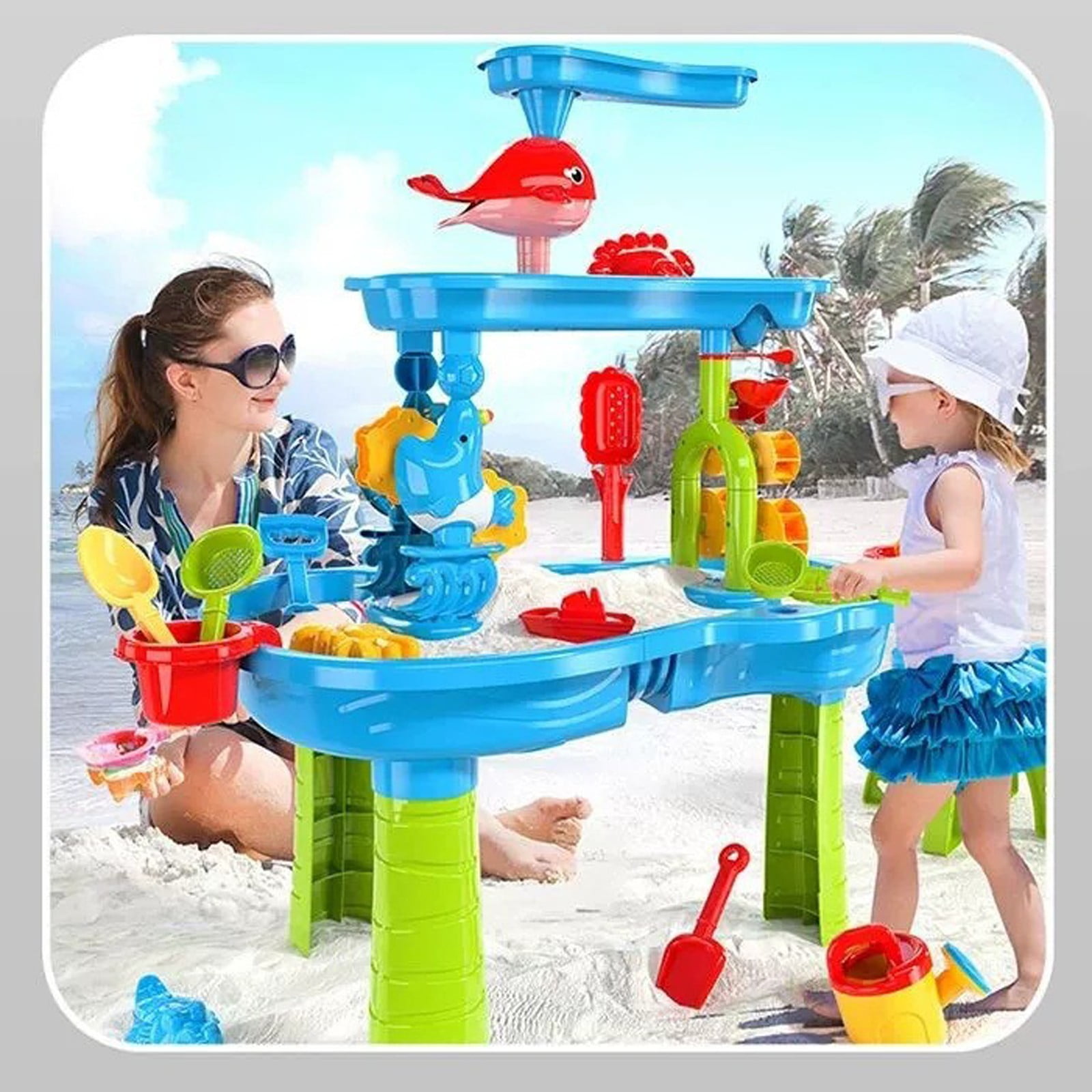 Kids Sand Water Table for Kids 3 4 5 6 7 8 Years Old - 3-Tier Summer ...