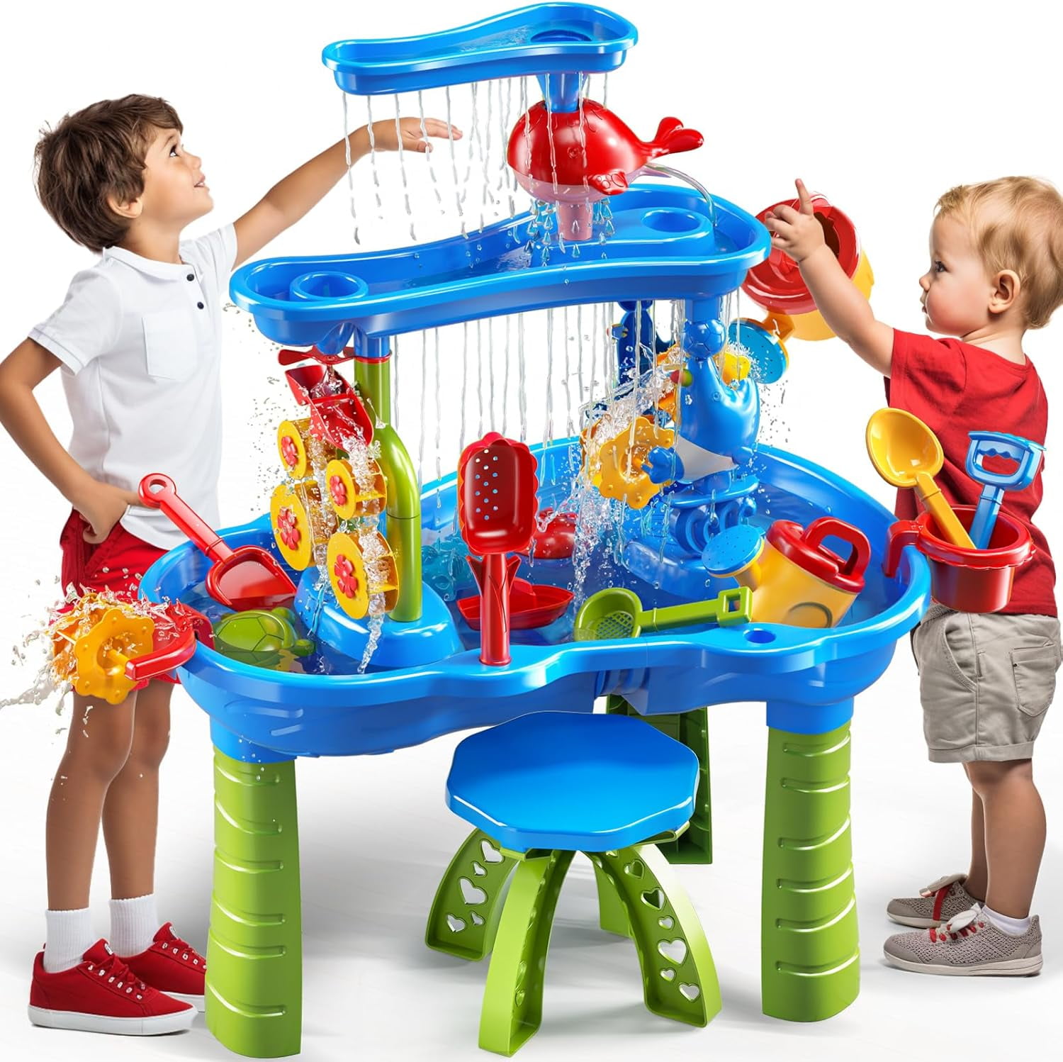 Kids Sand Water Table for Kids 3 4 5 6 7 8 Years Old - 3-Tier Summer ...