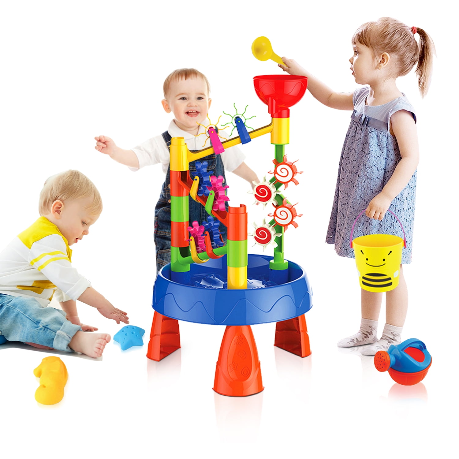 Kids Sand Water Table for Toddlers, Water Wheel Beach Toy, Play Table ...