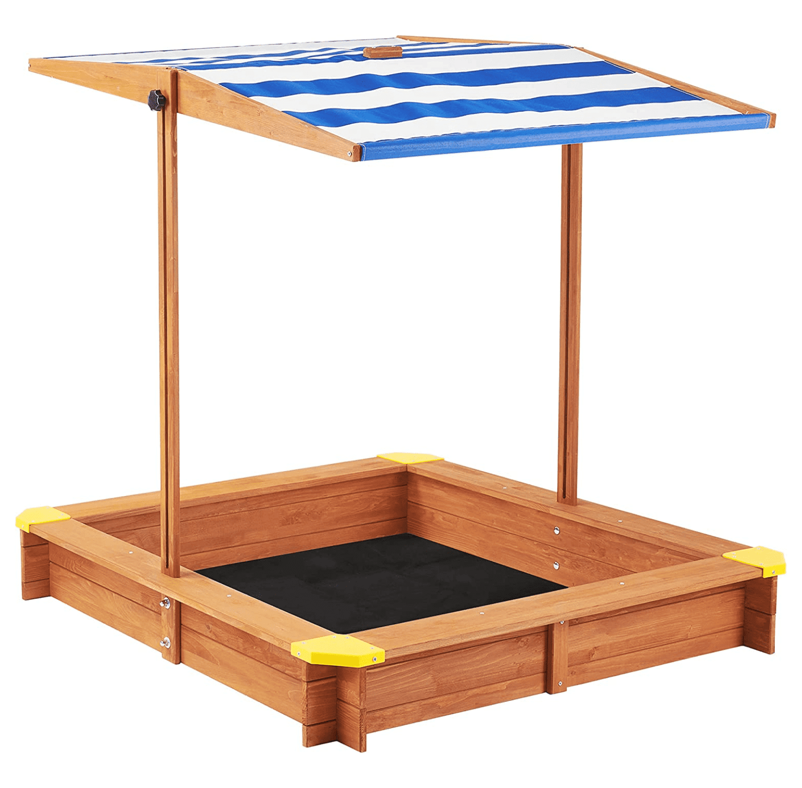 Kids Sandbox with Cover, 46" Wooden Sand Box w/Adjustable Canopy, Large ...