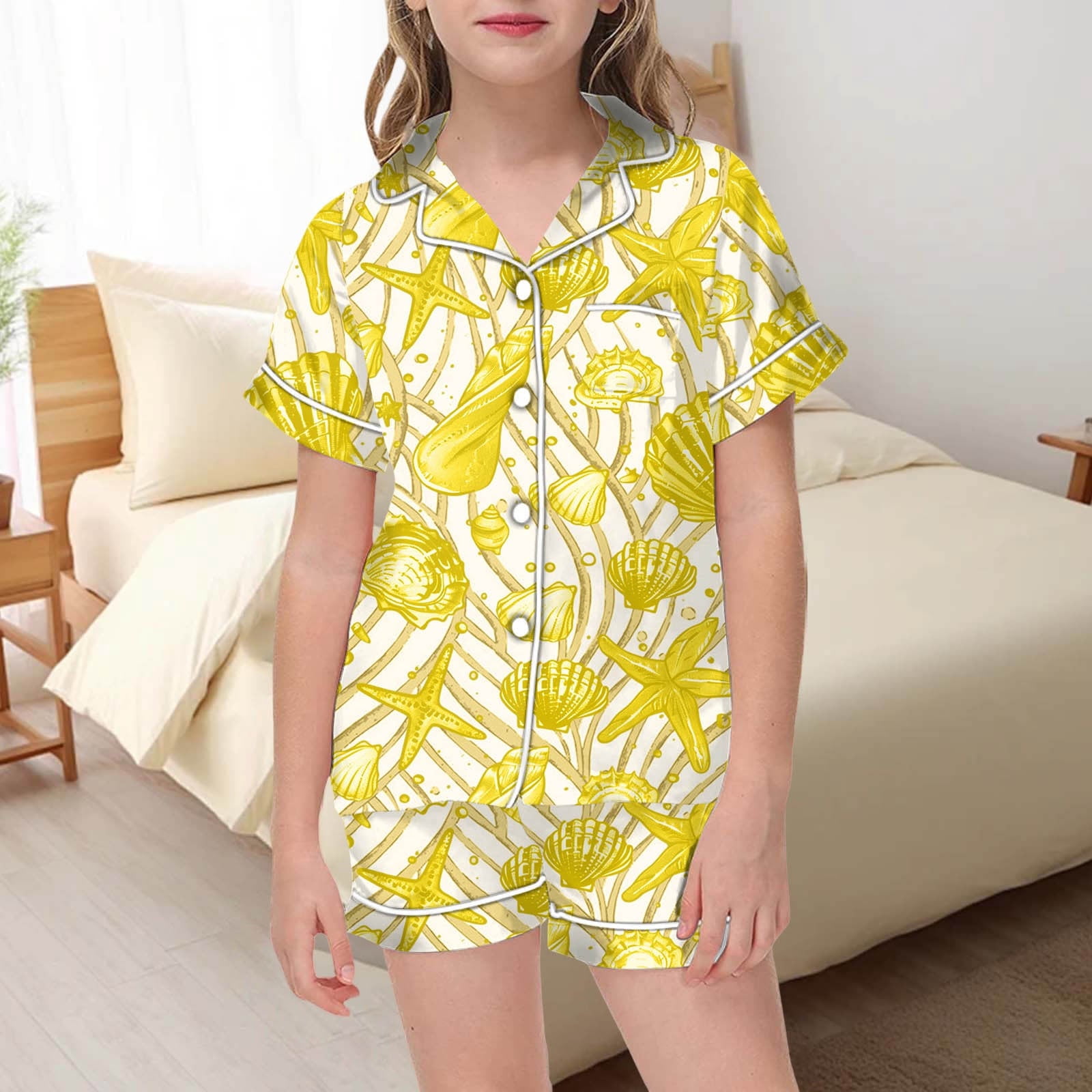 Kids Satin Pajamas For Boy Cartoon Girls Button Down Pajamas Set Silk ...