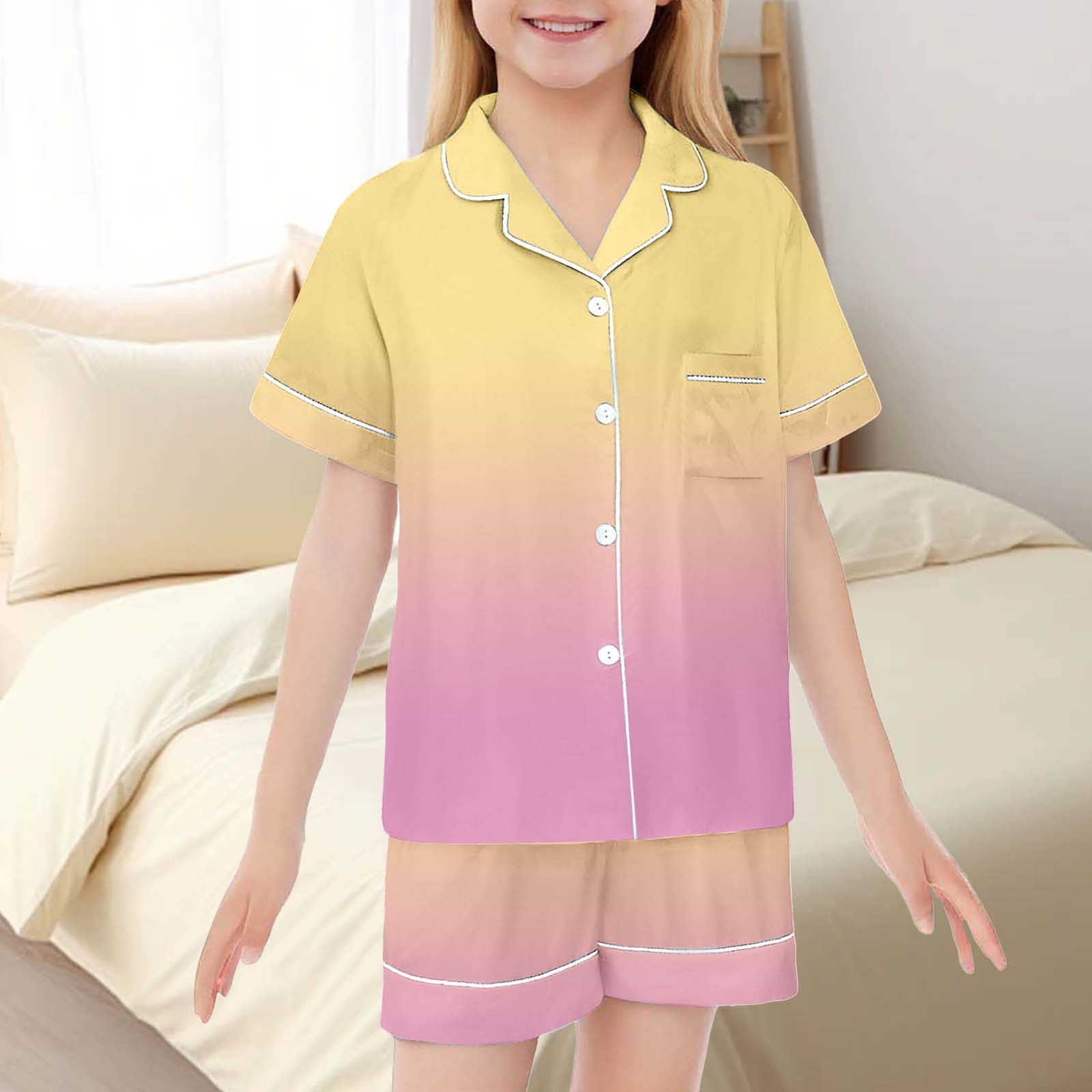 Kids Satin Pajamas For Girl Colorful Girls Button Down Pajamas Set ...