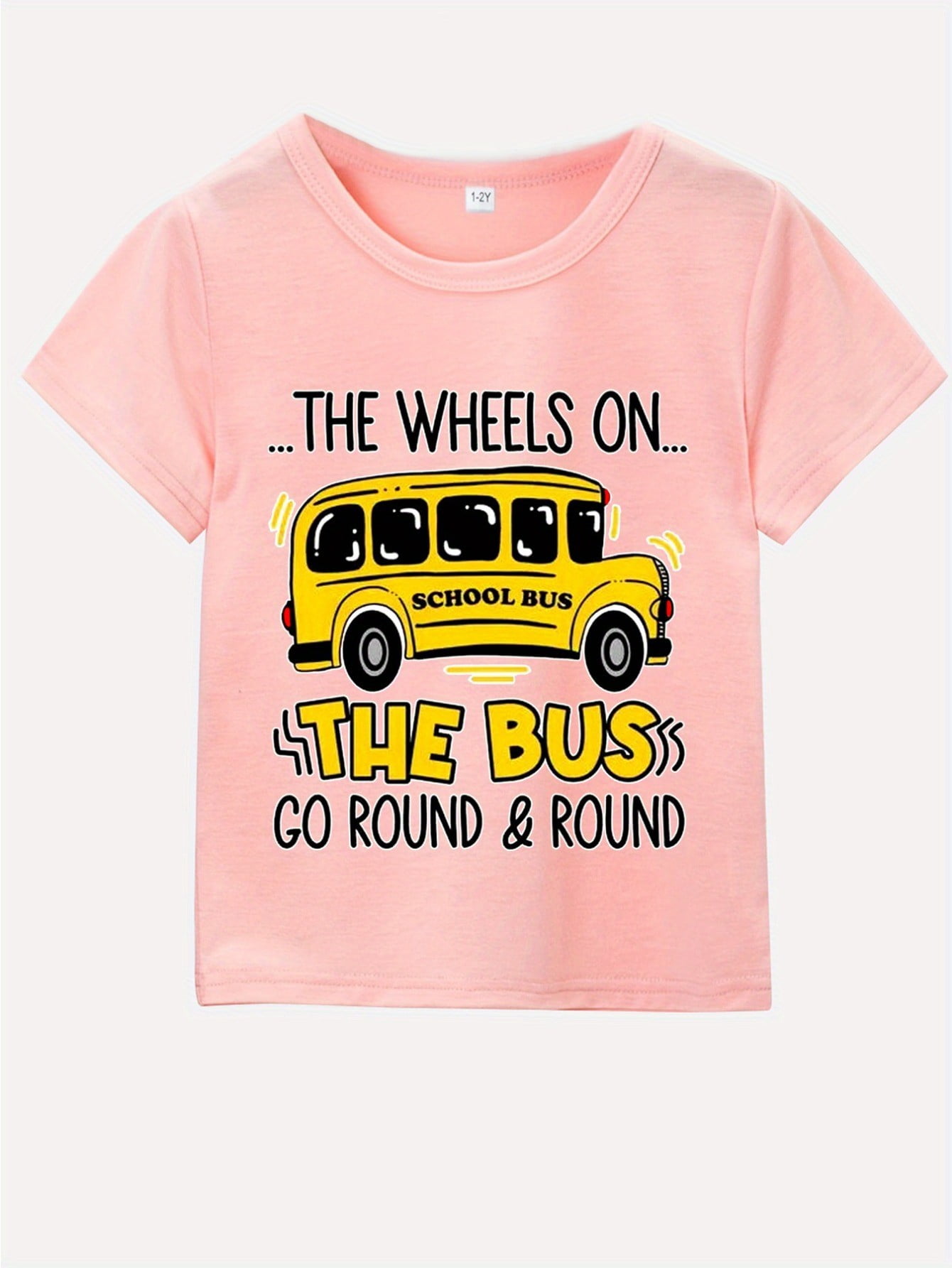 Kids' School Bus Graphic Short Sleeve T-Shirt - Cotton Crew Neck Tee ...