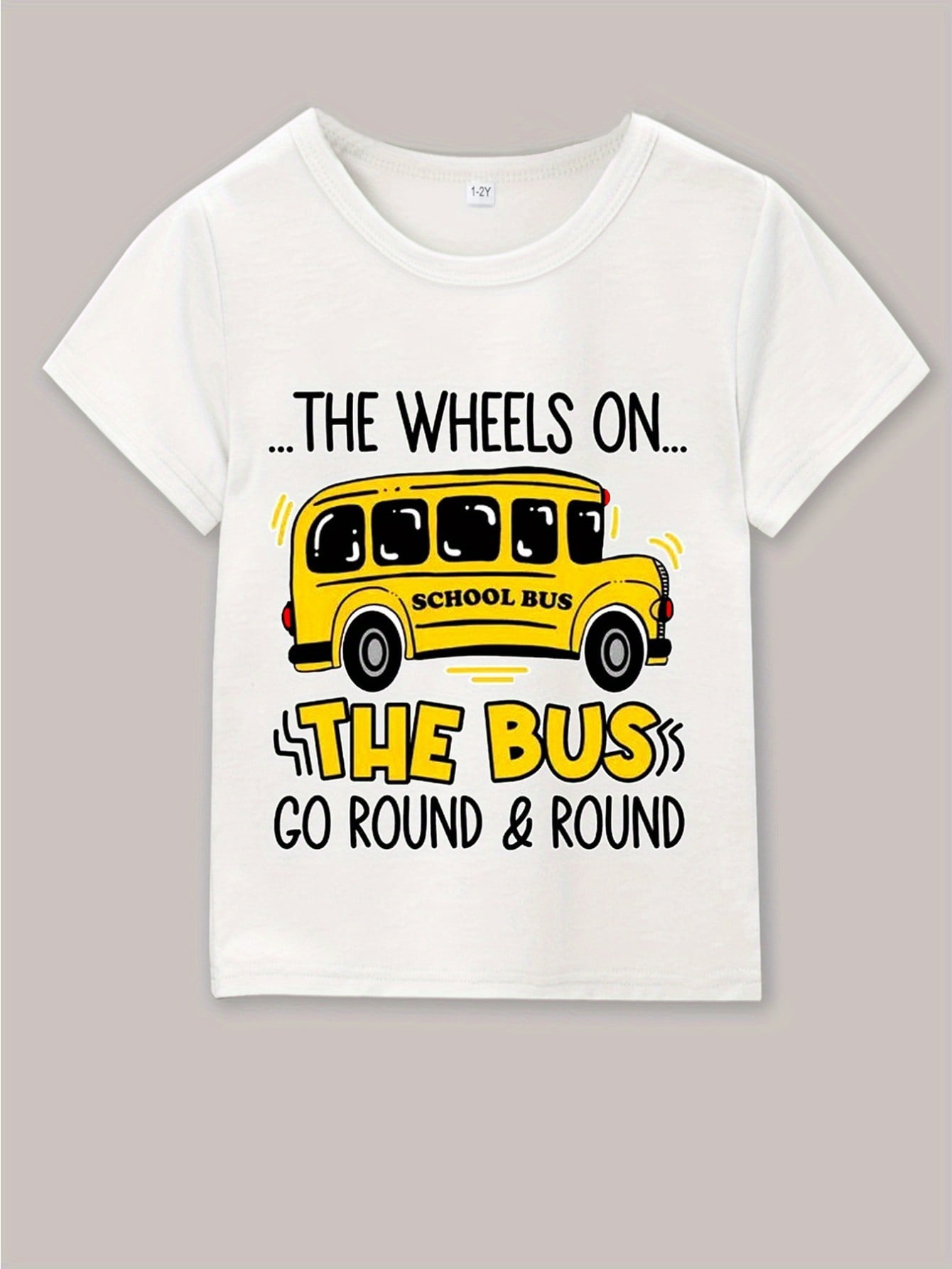 Kids' School Bus Graphic Short Sleeve T-Shirt - Cotton Crew Neck Tee ...