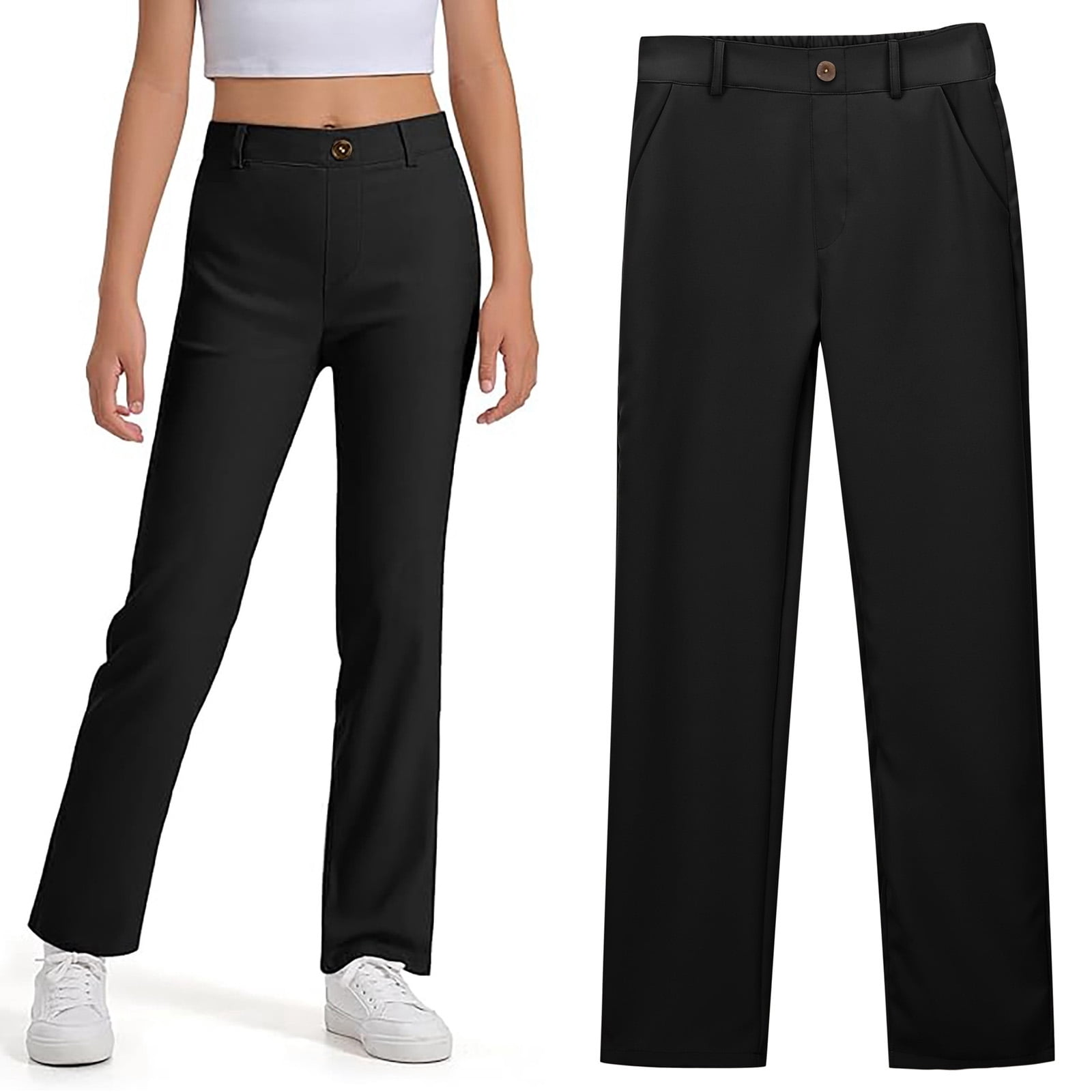 Kids School Uniform For Girls Skinny Pants Stretch Pants With Pockets ...