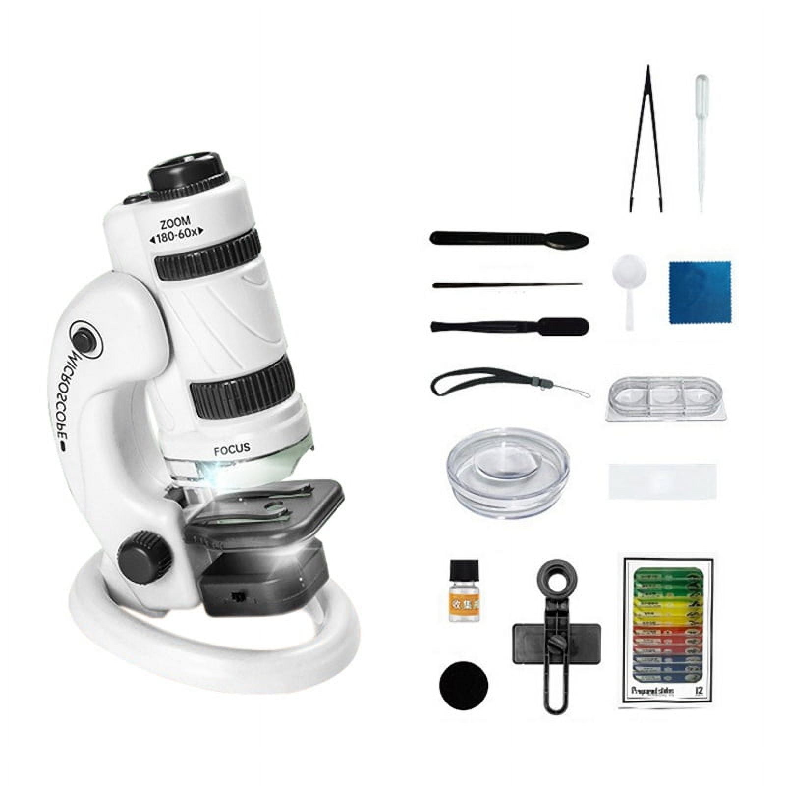 Kids Science Microscope Kit 60-180X Educational Mini Pocket Handheld ...