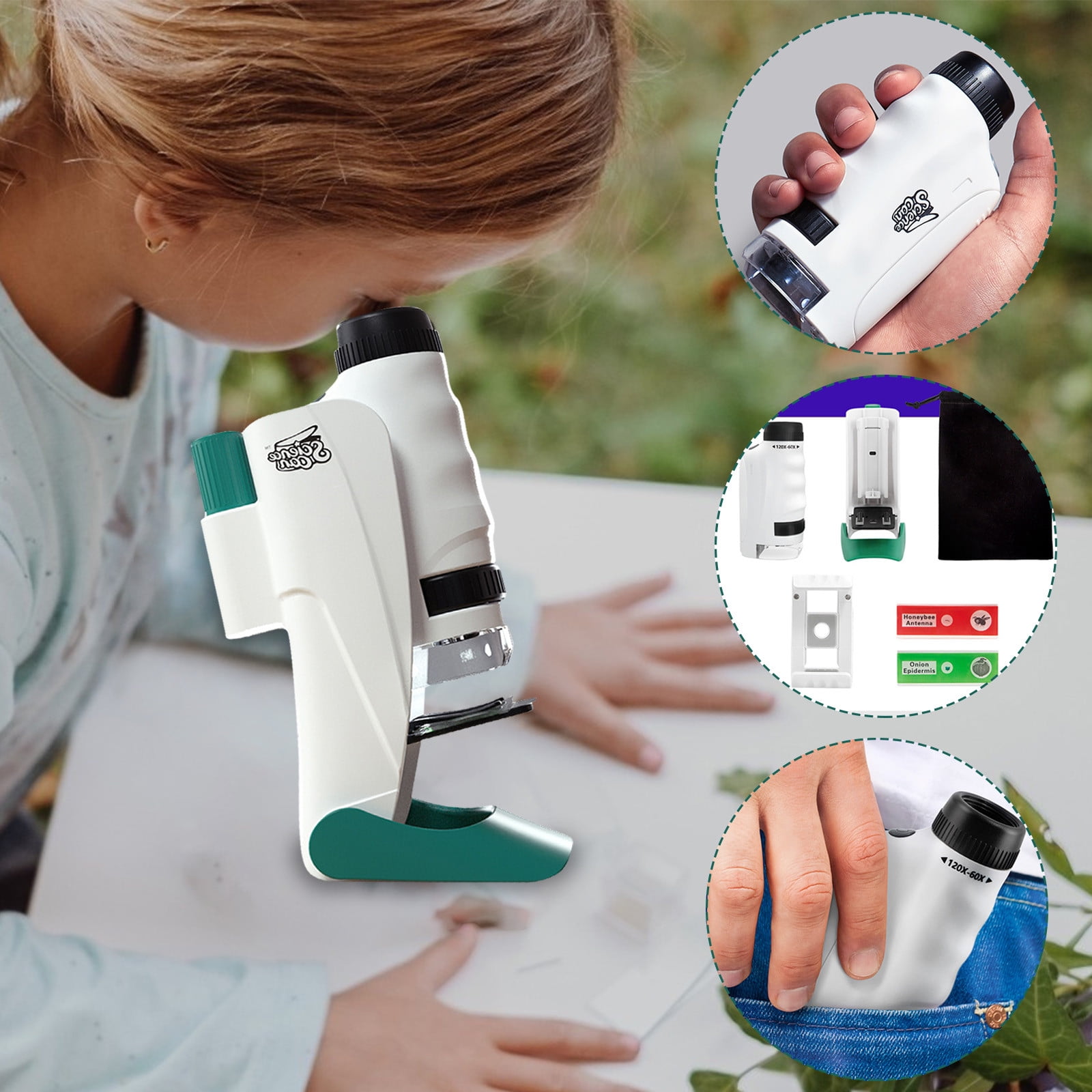 Kids Science Microscope, Portable Educational Toy, 120x Magnification ...