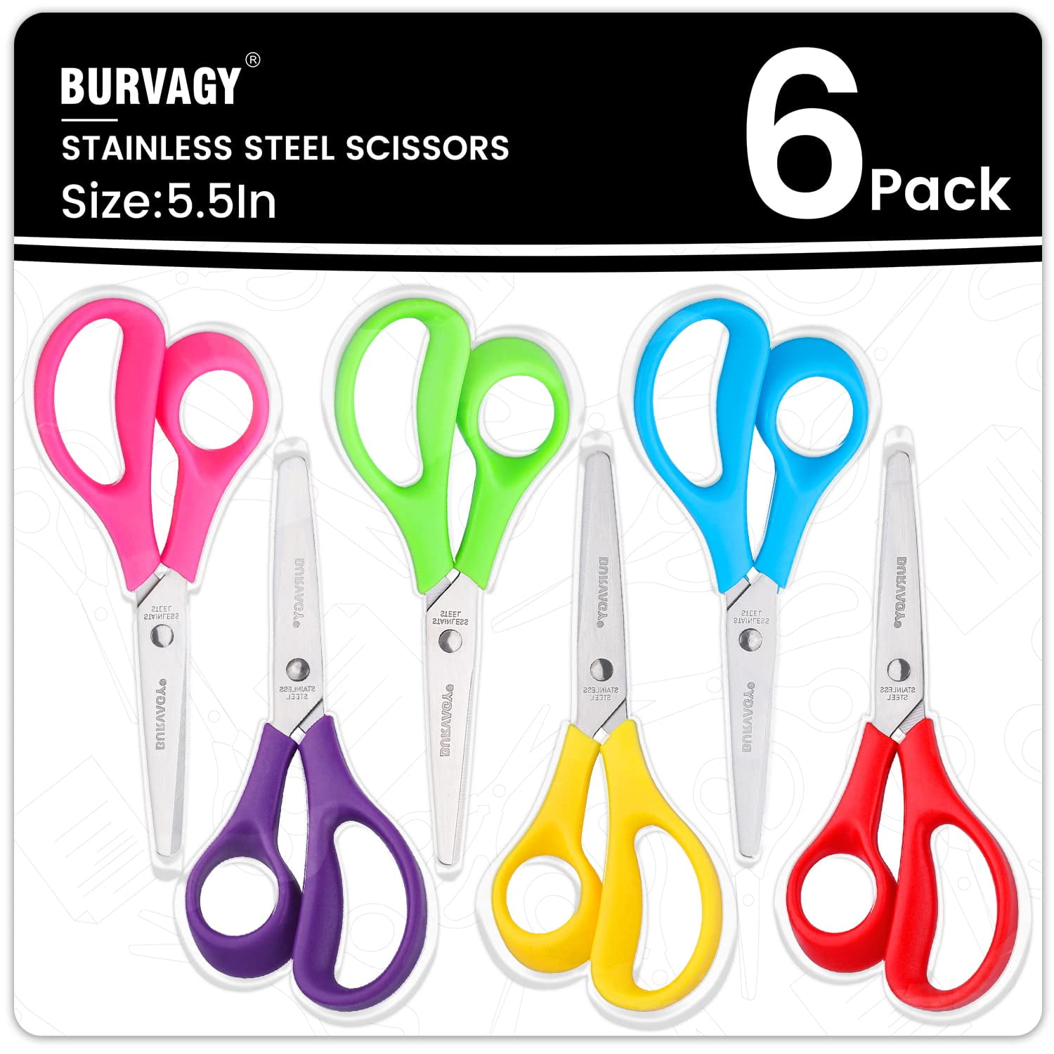 Kids Scissors 6-Pack, Scissors for School, Safety Scissors, Blunt Tip ...